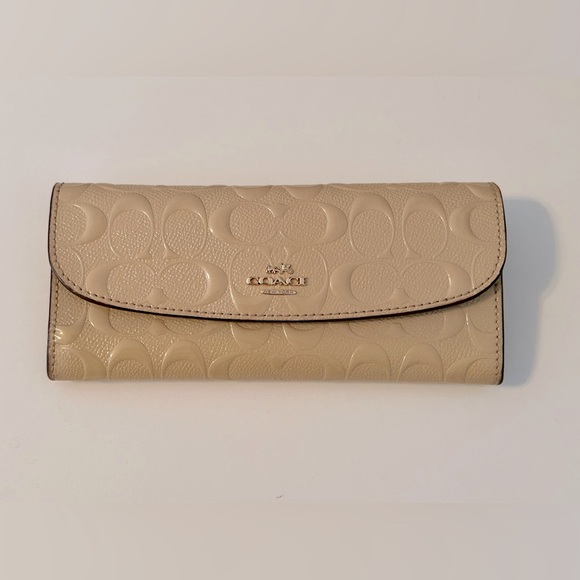 Coach | Bags | Coach Womens Signature Debossed Leather Wallet Cream ...